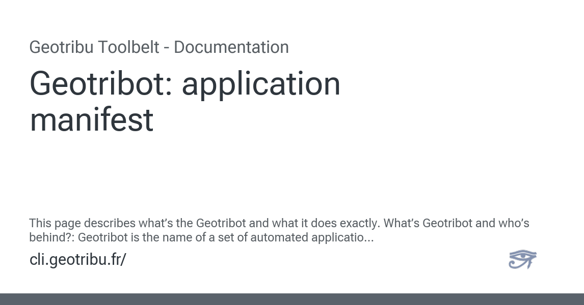 Geotribot: application manifest - Documentation Geotribu Toolbelt 0.34.3